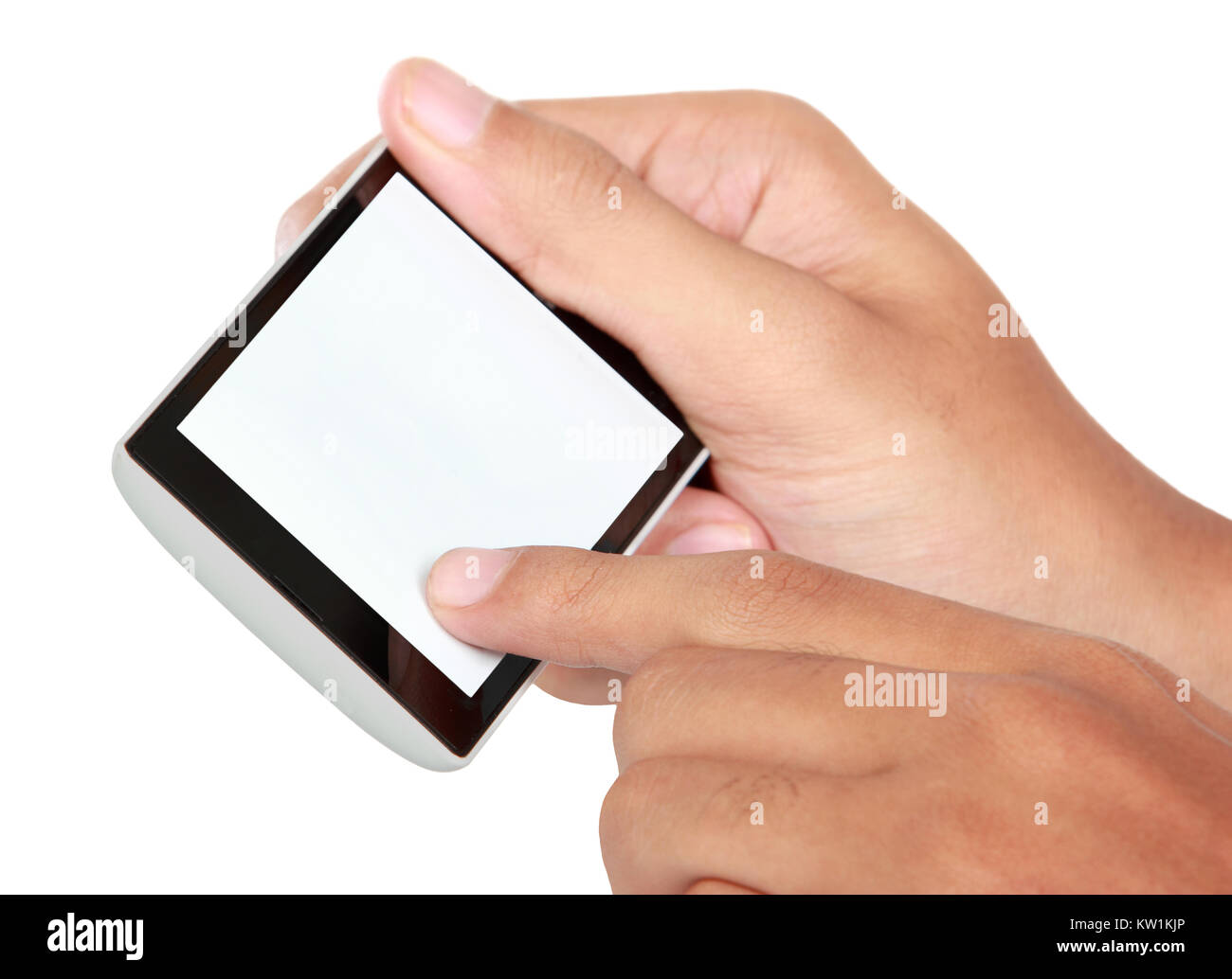 Hand holding mobile smart phone with blank screen Stock Photo - Alamy