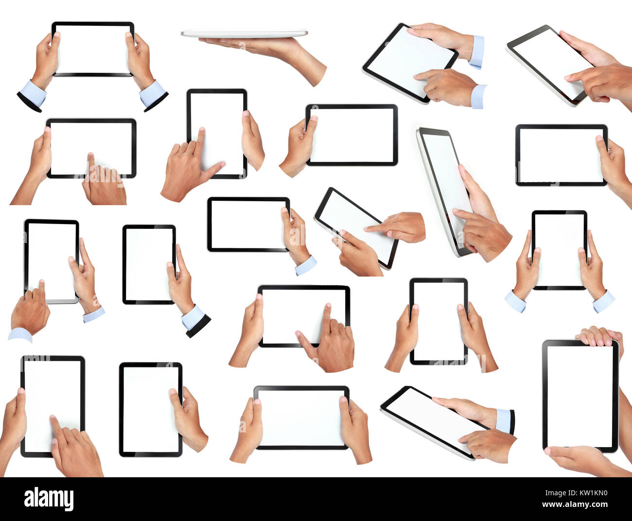 set of hand holding tablet Stock Photo - Alamy