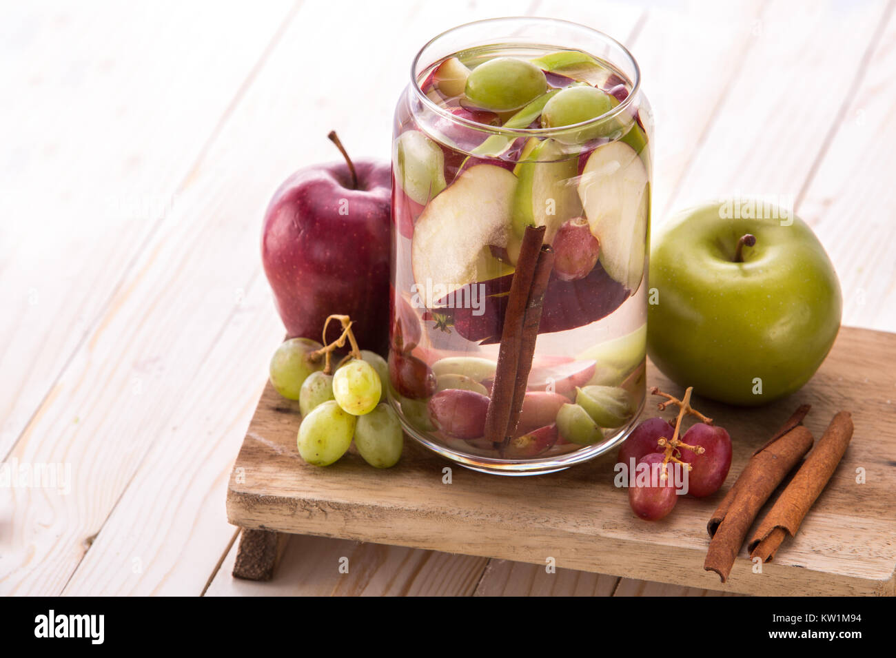 fresh fruit Flavored infused water mix of Apple, grape and cinna Stock ...