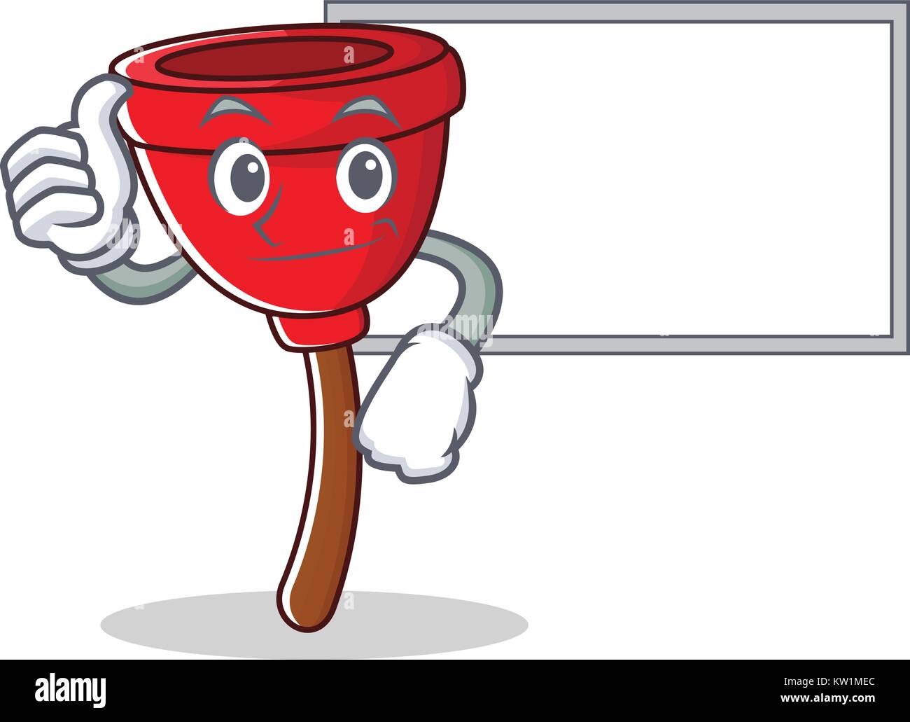 Thumbs up with board plunger character cartoon style Stock Vector Image ...