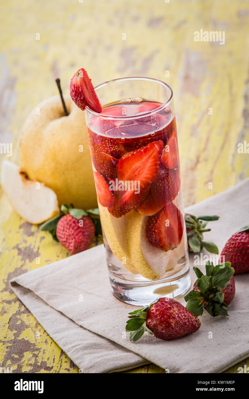 infused water mix of strawberry and pear Stock Photo - Alamy