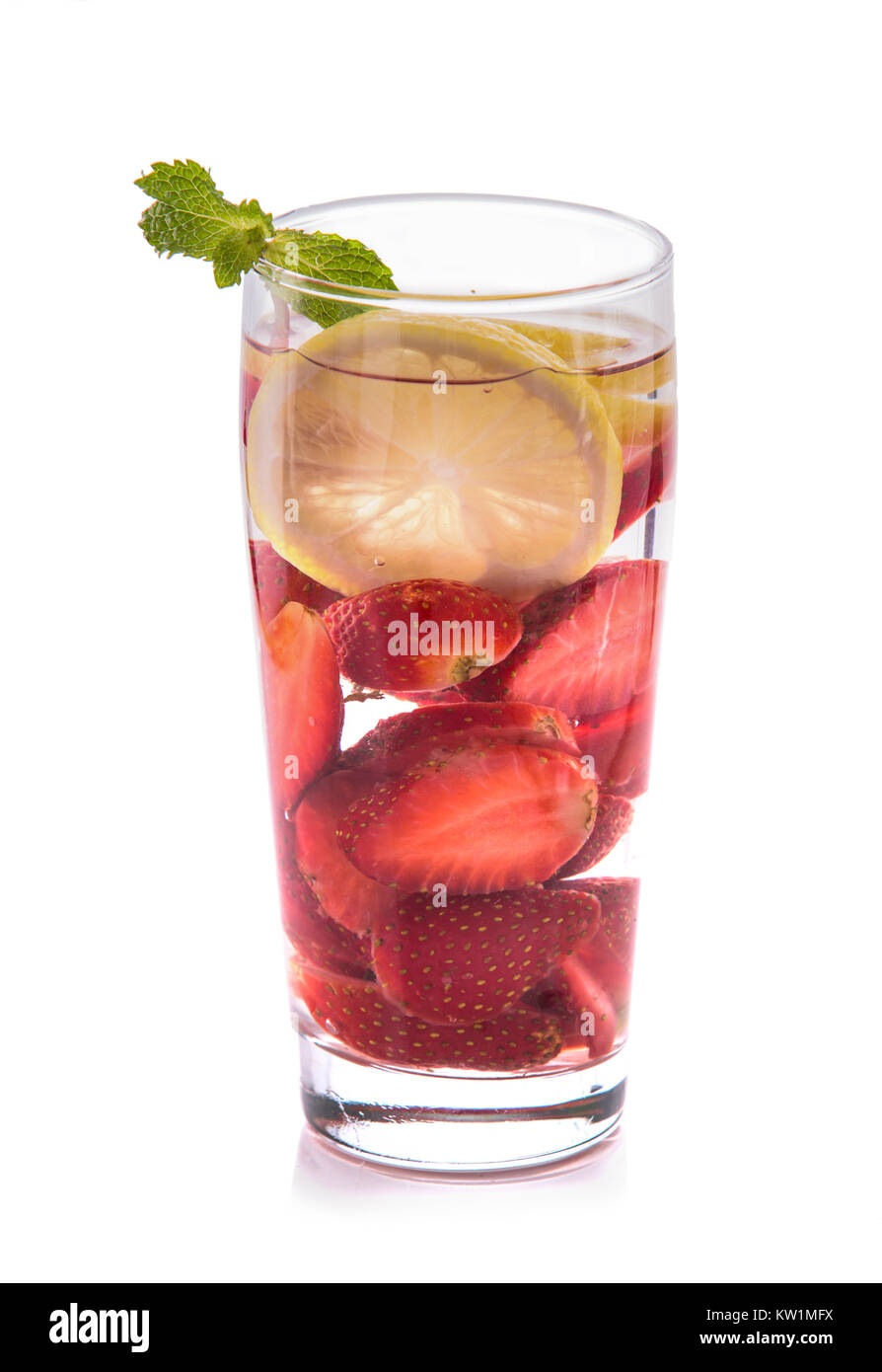 infused water mix of strawberry and lemon sliced Stock Photo - Alamy