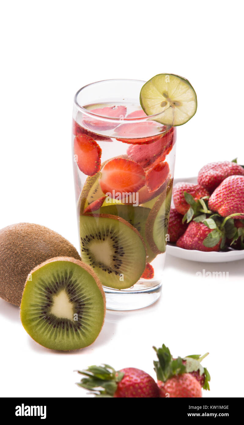 infused water mix of strawberry and kiwi, isolated Stock Photo - Alamy