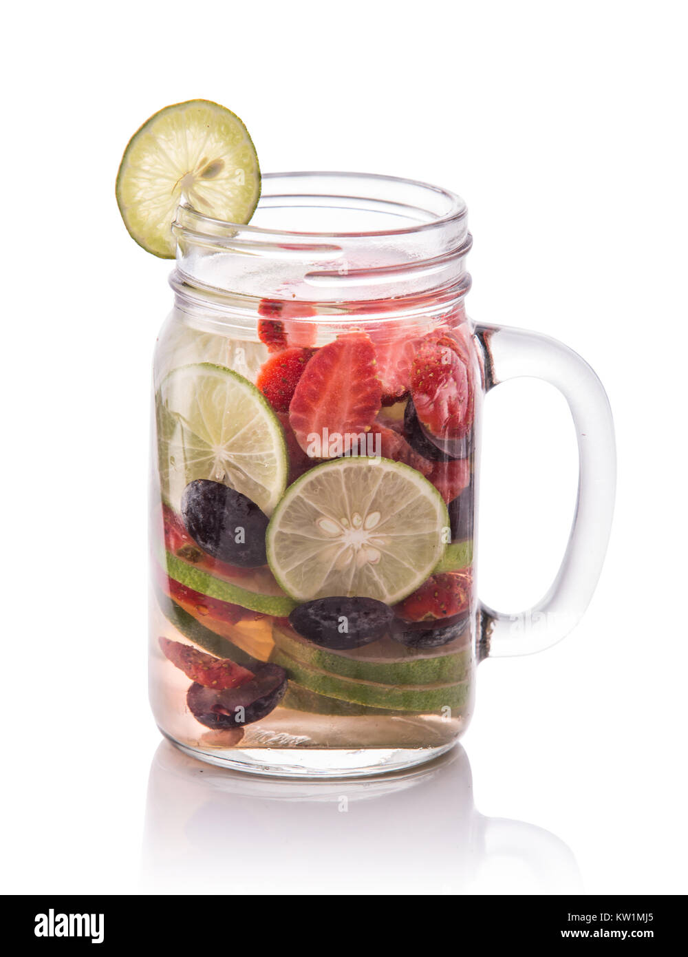Summer fresh fruit drink. fruit Flavored water mix with strawber Stock ...