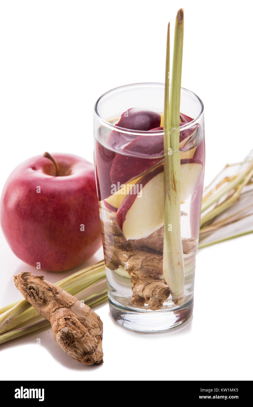 infused water mix of apple, ginger and lemongrass isolated Stock Photo ...