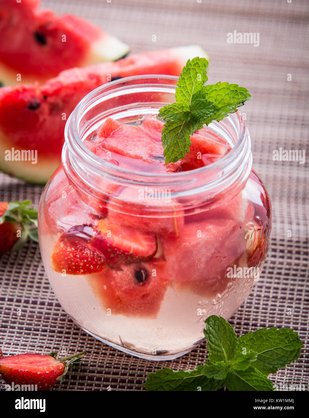 infused water mix of strawberry and watermelon Stock Photo - Alamy