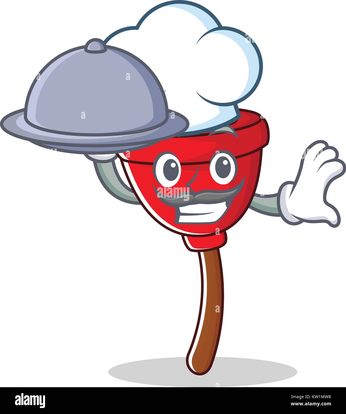 Chef with food plunger character cartoon style Stock Vector Image & Art ...