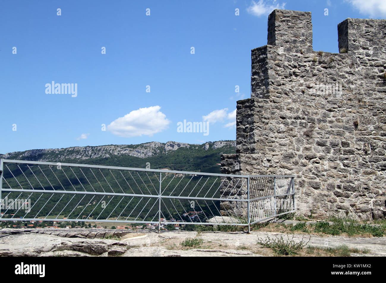 Fence and stone wall of Buzet, Croatia Stock Photo - Alamy