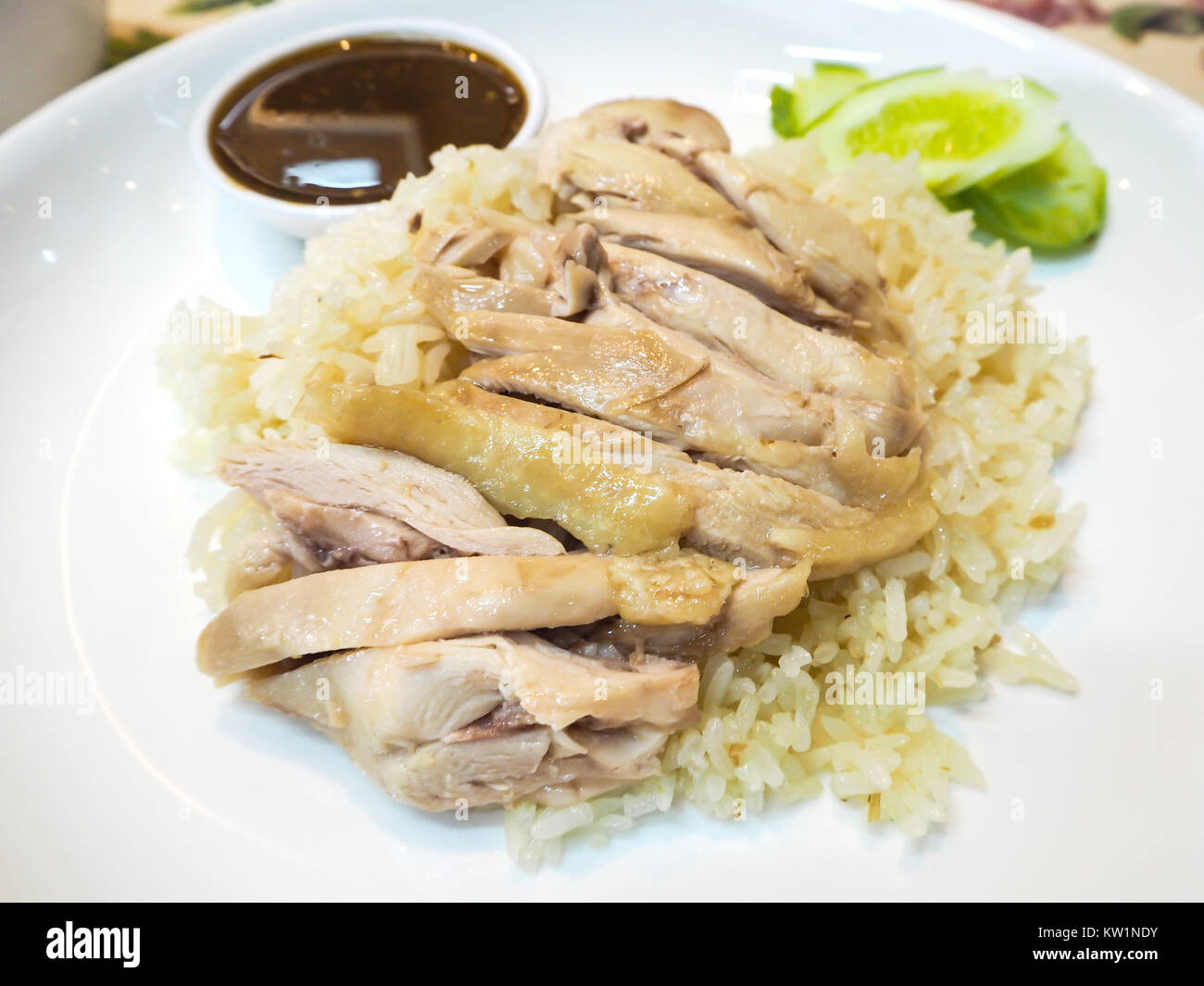 Hainanese chicken rice or Steamed chicken with rice (Khao Man Kai ...