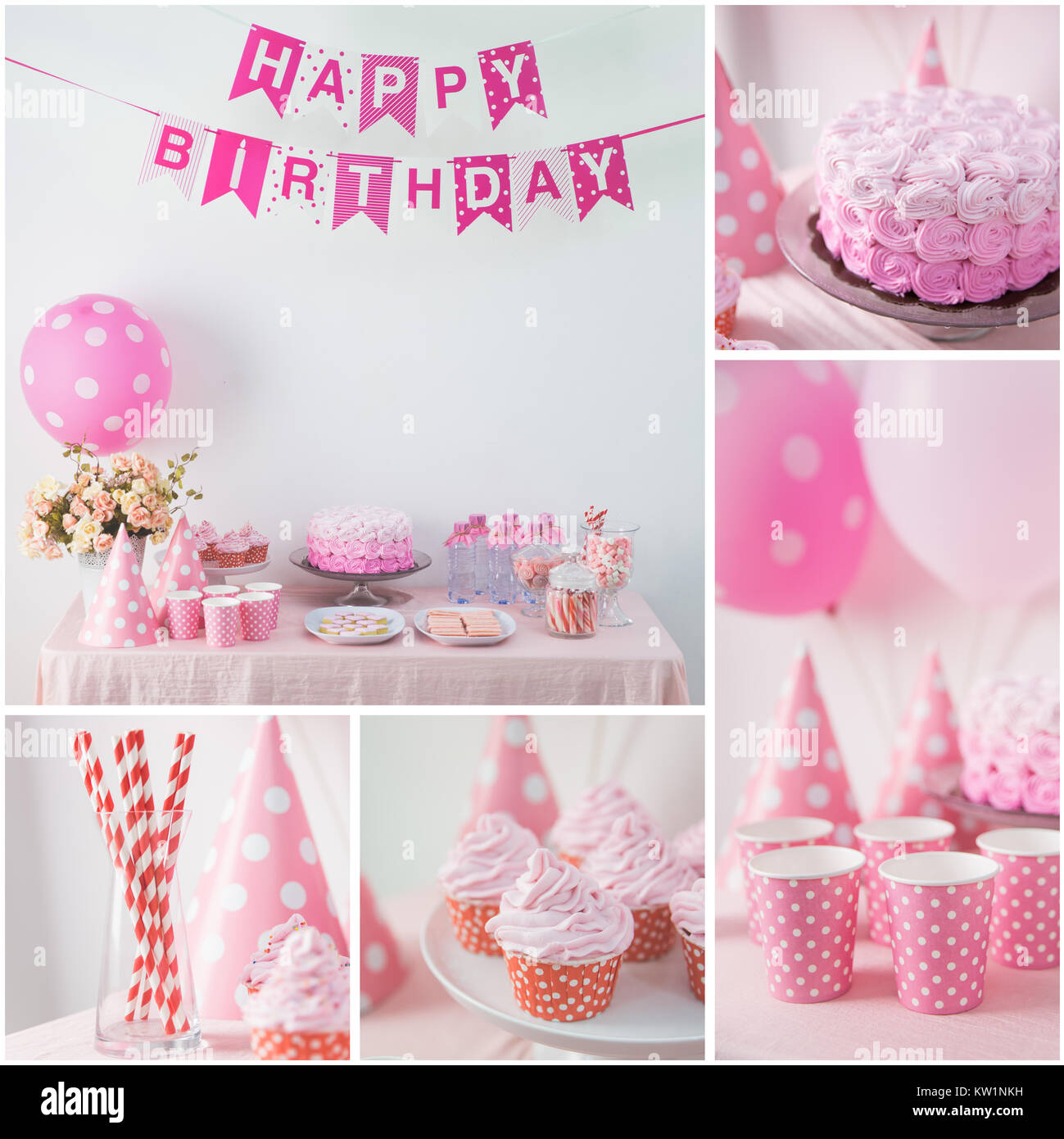 Collage happy birthday party hi-res stock photography and images - Alamy