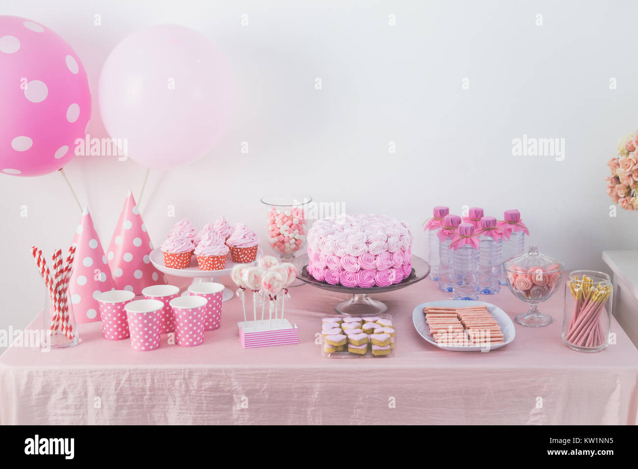 sweet corner of a birthday party Stock Photo - Alamy