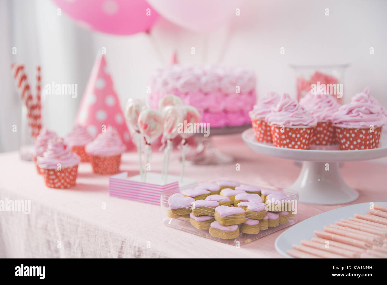 sweet corner of a birthday party Stock Photo - Alamy