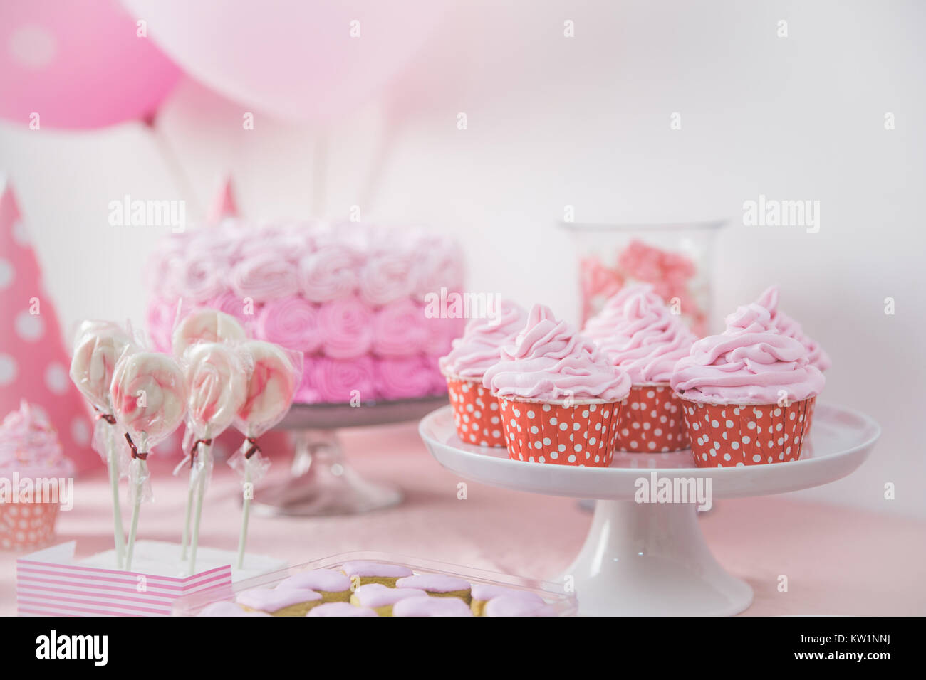 sweet corner of a birthday party Stock Photo - Alamy
