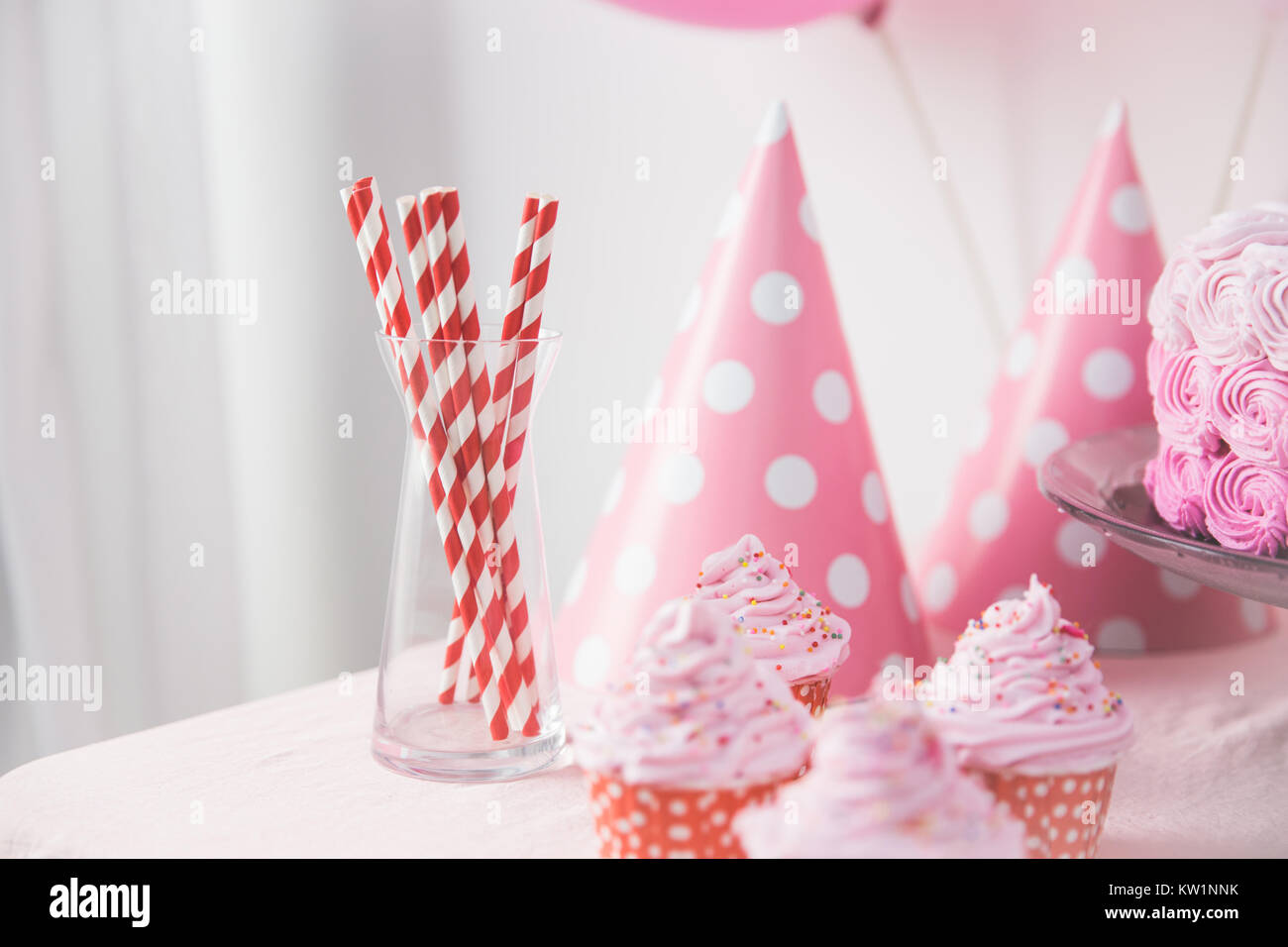 sweet corner of a birthday party Stock Photo - Alamy