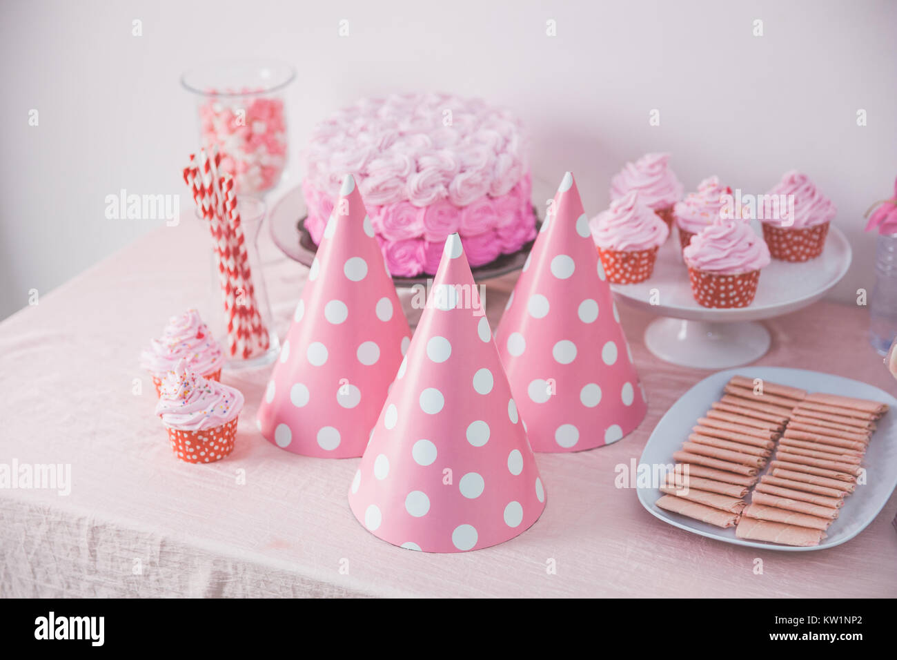 sweet corner of a birthday party Stock Photo - Alamy