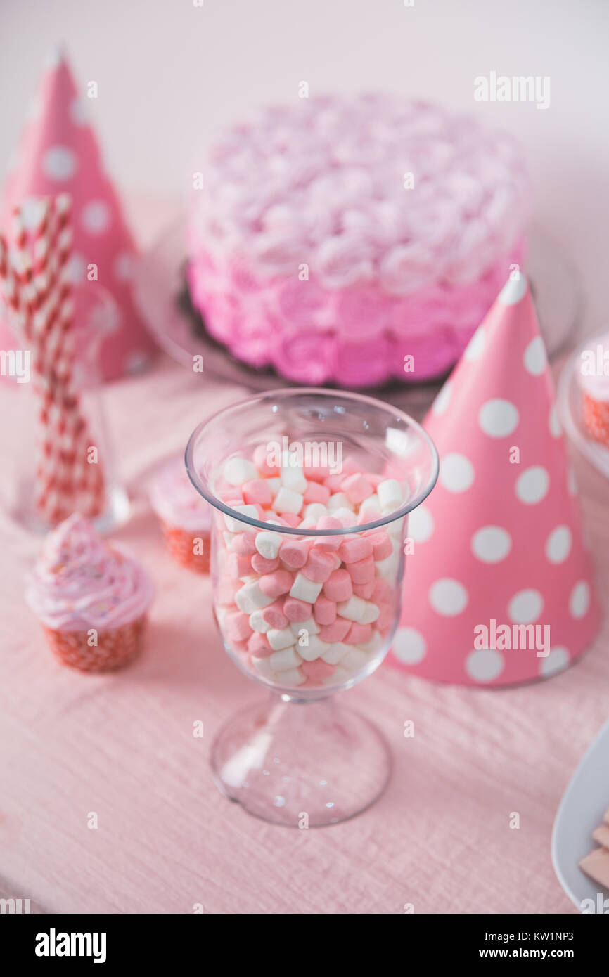 sweet corner of a birthday party Stock Photo - Alamy