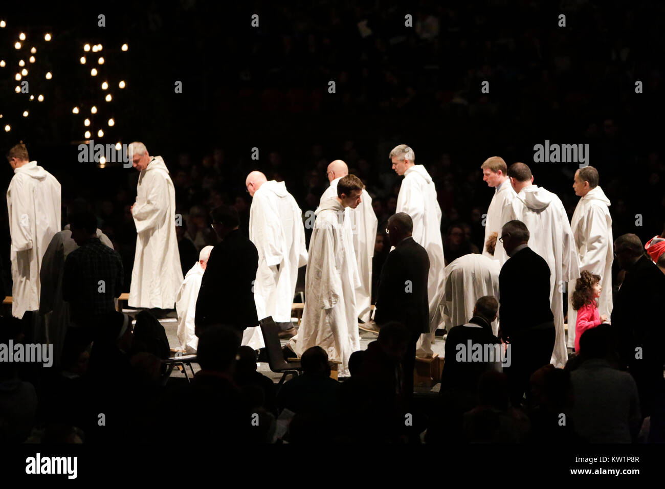 Basel, Switzerland. 28th Dec, 2017. The Taize brothers leave at the end ...
