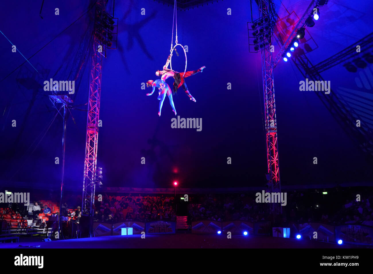 London, UK. 28th Dec, 2017. Performers on the arial hoop at The Moscow ...