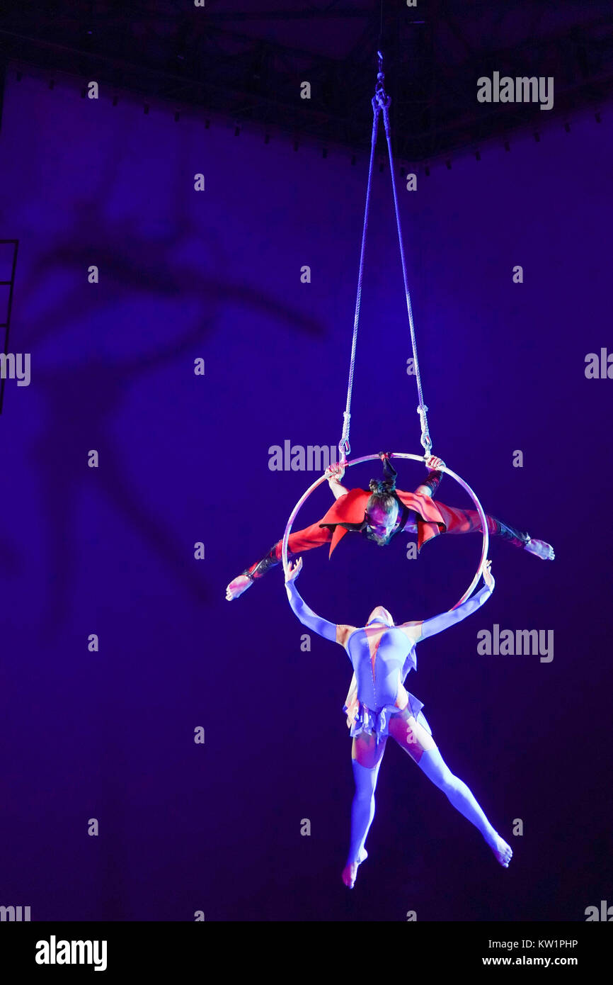 London, UK. 28th Dec, 2017. Performers on the arial hoop at The Moscow ...