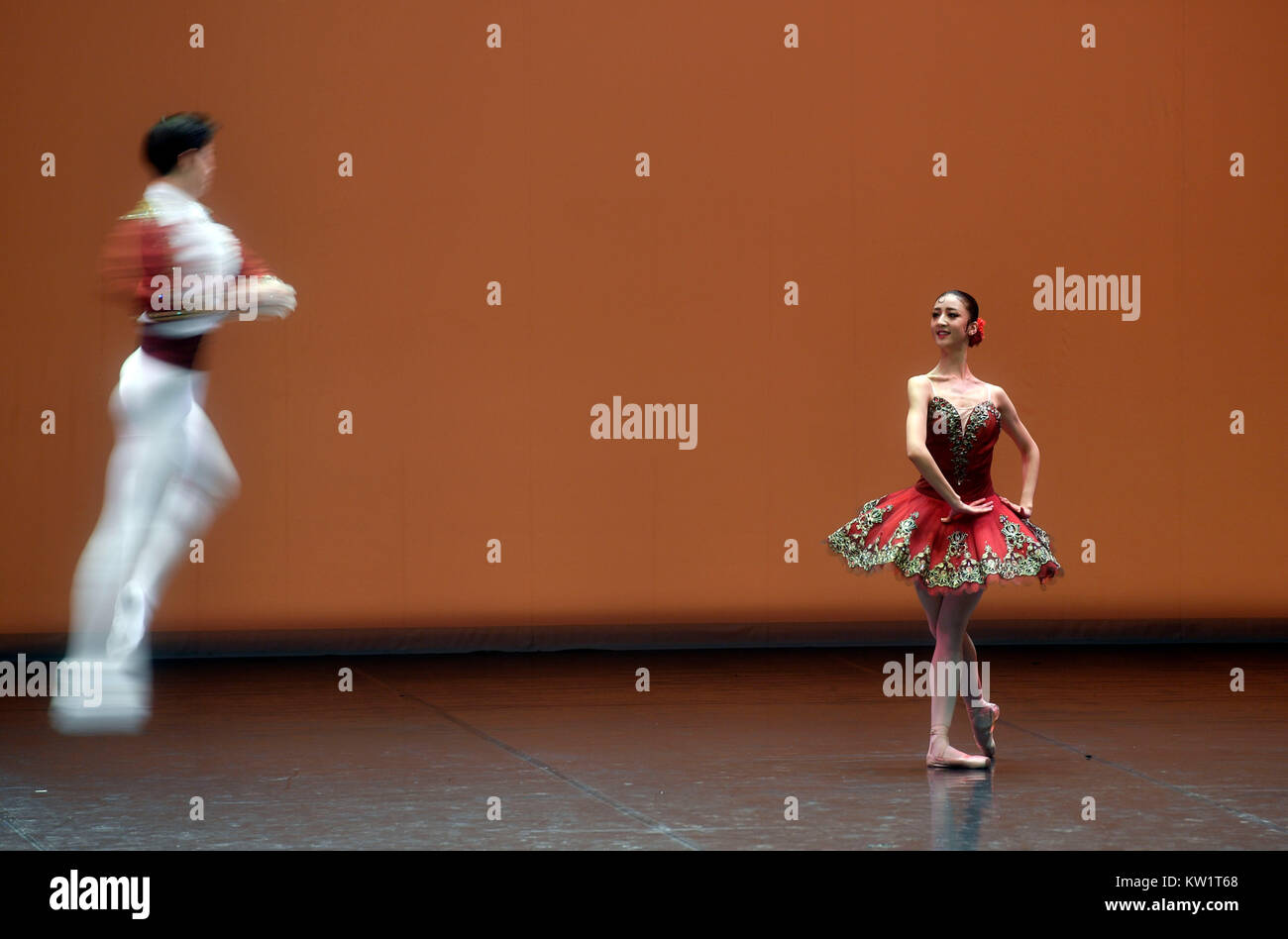Beijing, China. 28th Dec, 2017. Qiu Yunting (R) and Wu Sicong, ballet ...