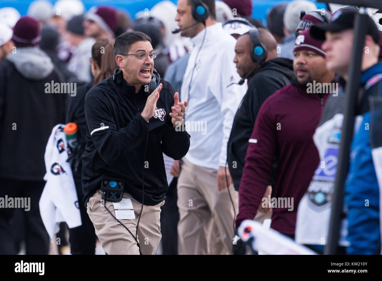 Charlotte, NC, USA. 29th Dec, 2017. Texas A&M head coach Jeff Banks ...