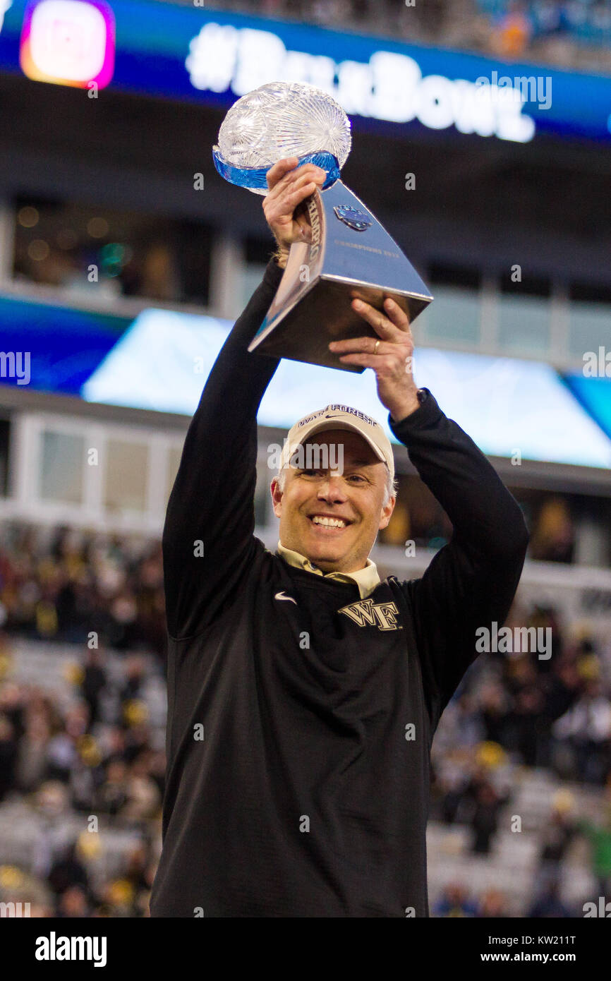 Charlotte, NC, USA. 29th Dec, 2017. Wake Forest head coach Dave Clawson ...