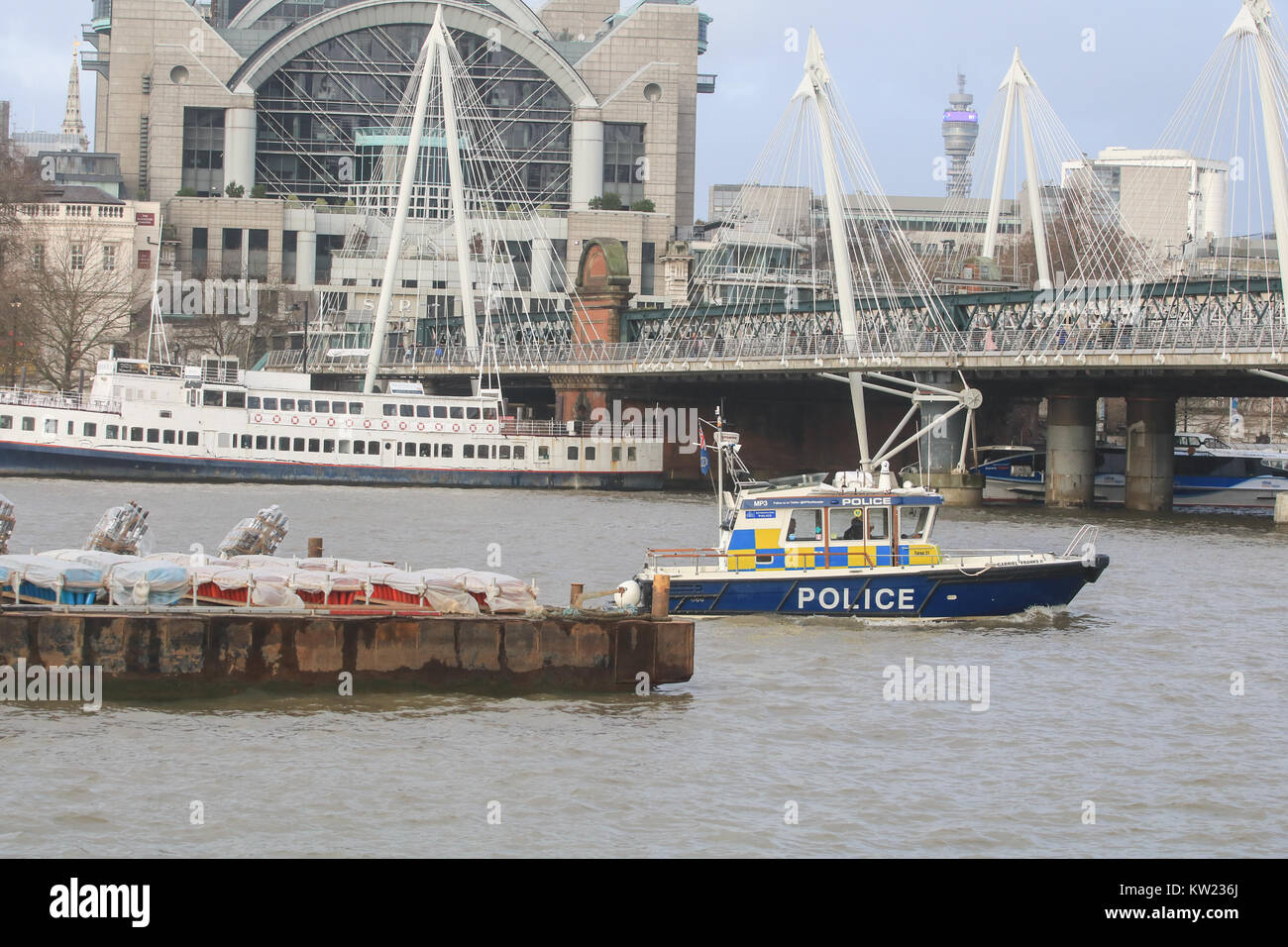 London UK. 30th December 2017. Explosive fireworks shells are placed on ...