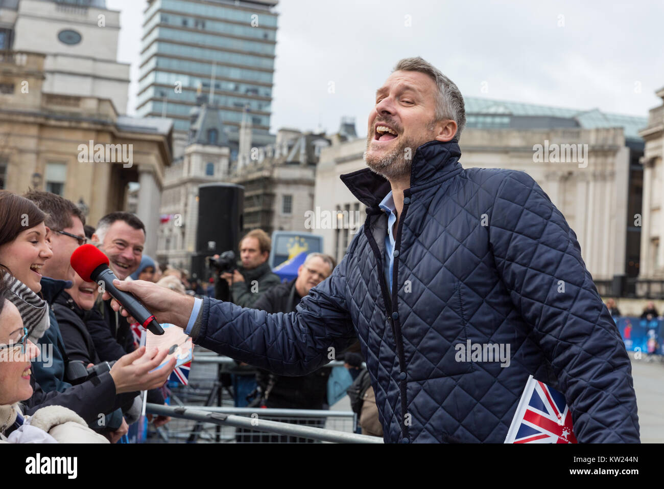 Trafalgar Square, London, 30th Dec 2017. TV presenter Dan Lobb, who has ...