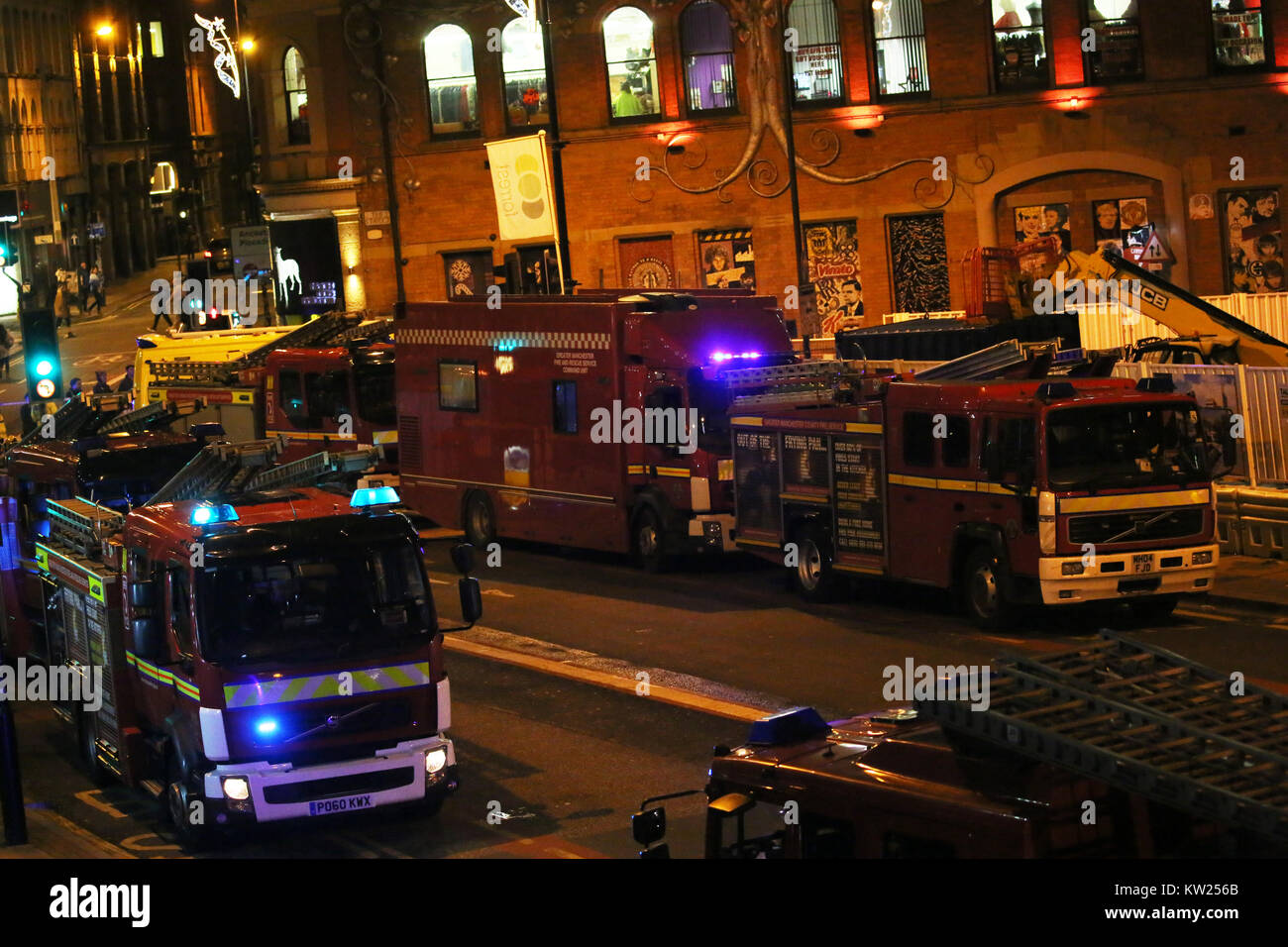 Manchester, UK. 30th December, 2017. Fire engines parked in a street ...