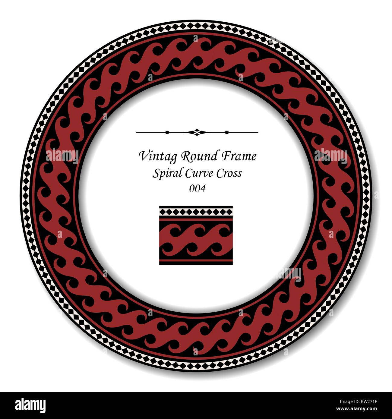Vintage Round Frame of Retro Red Spiral Curve Cross Stock Vector Image ...