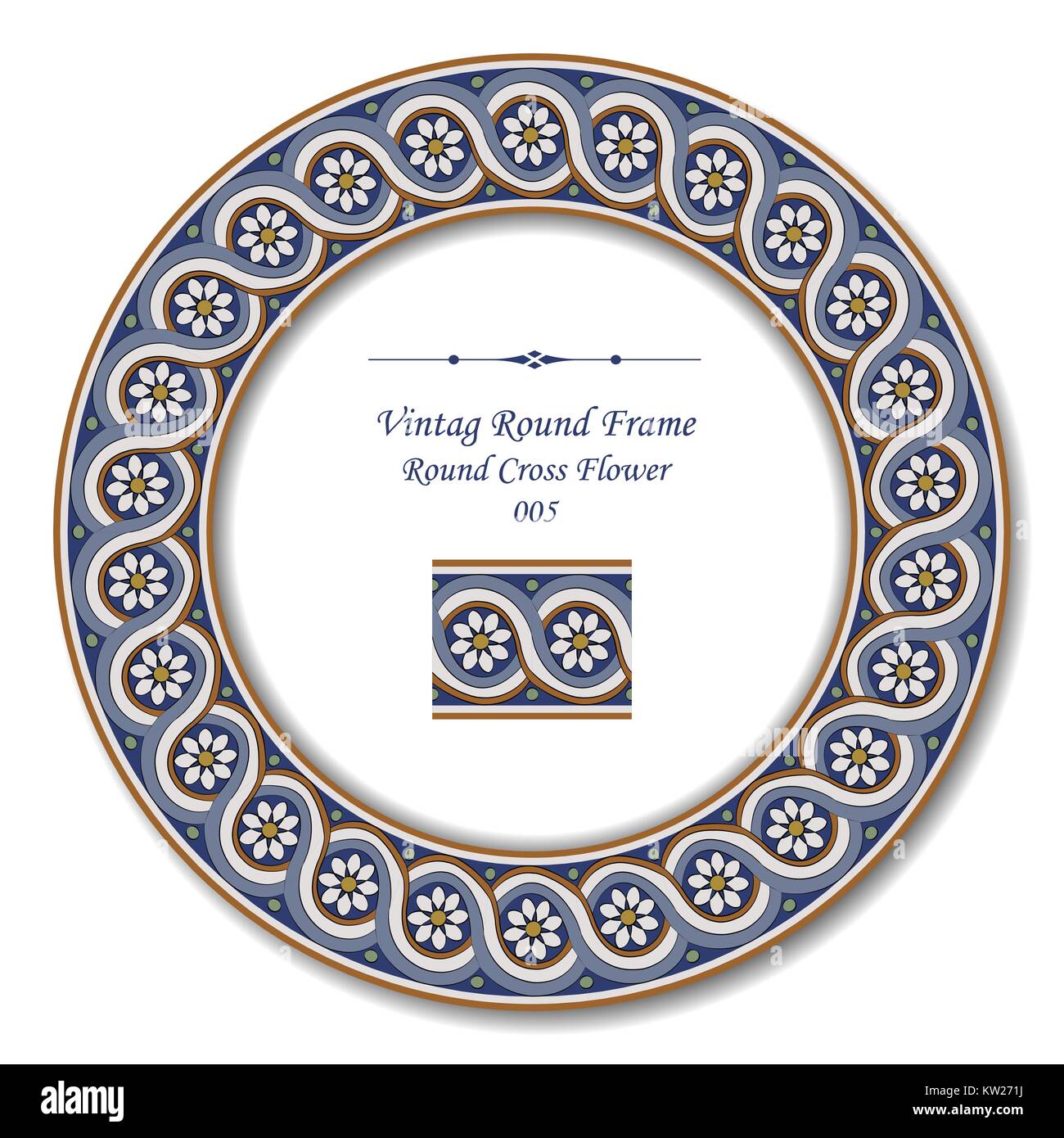 Vintage Round Frame of Round Cross Retro Flower Stock Vector Image ...