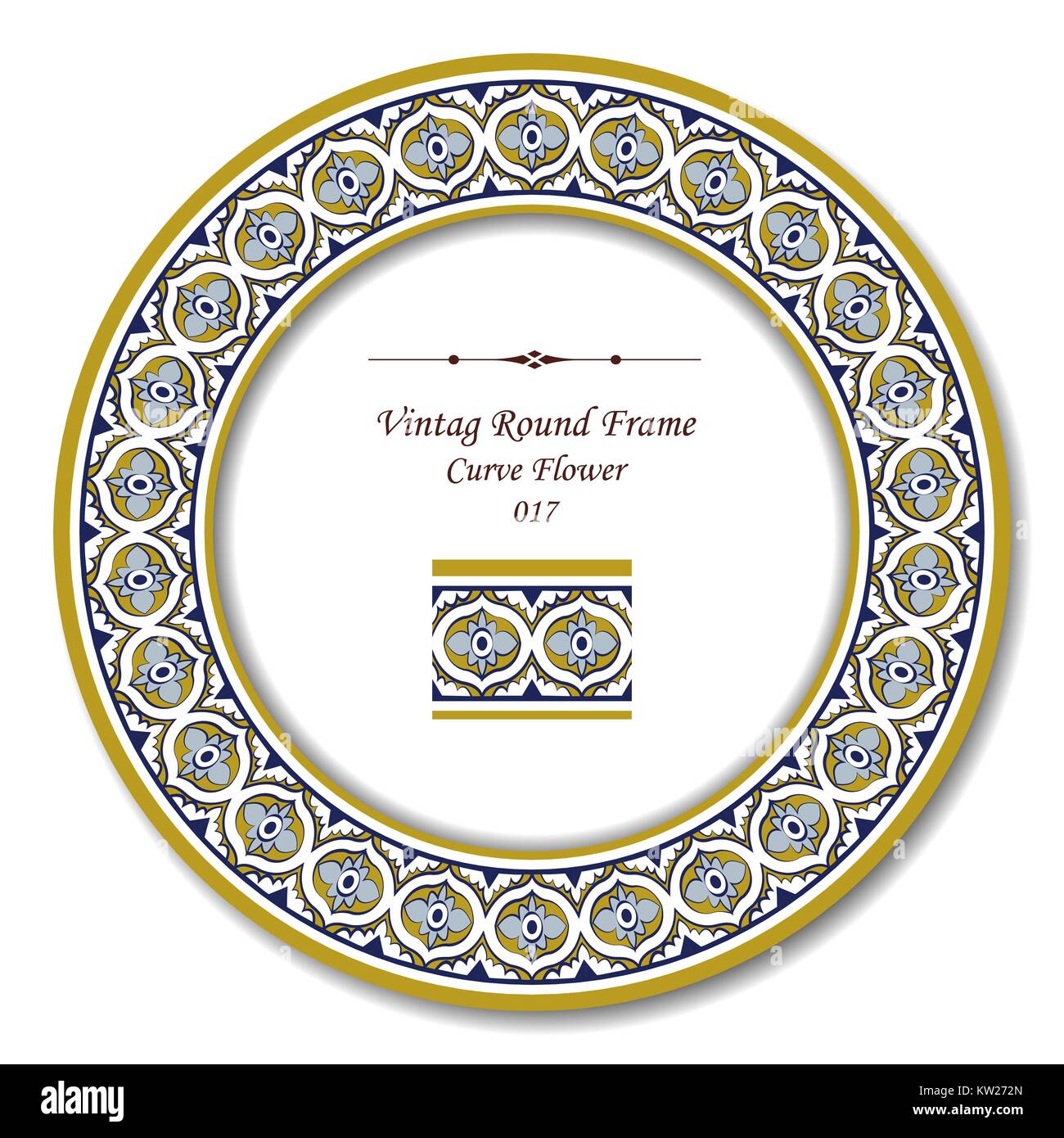 Vintage Round Frame of Cross Curve Line Flower Stock Vector Image & Art ...
