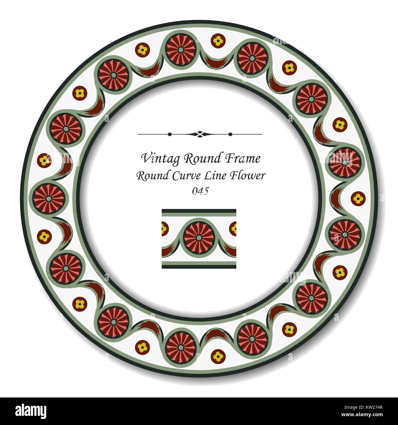 Vintage Round Retro Frame of Round Curve Line Flower Stock Vector Image ...