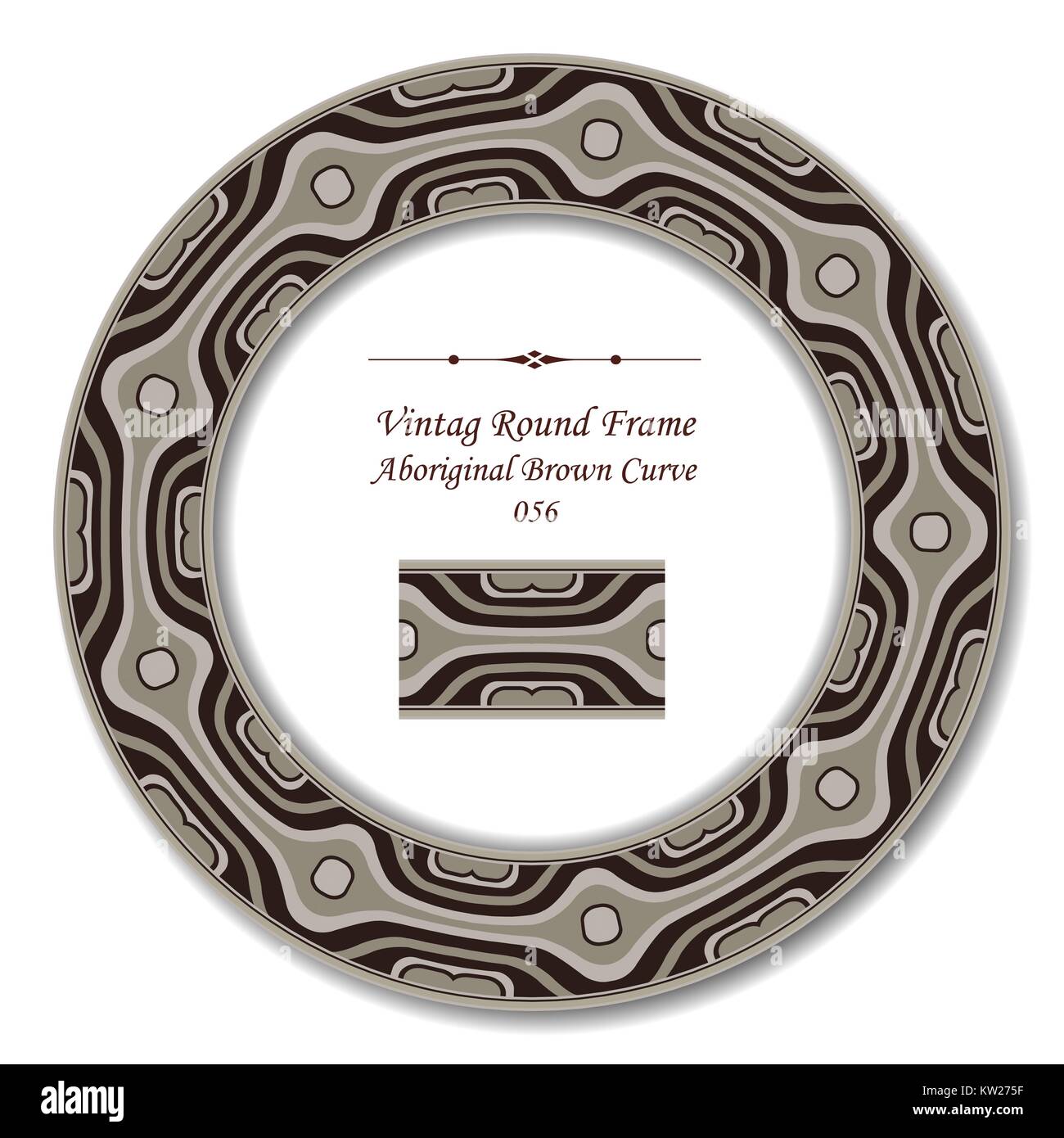 Vintage Round Retro Frame of Aboriginal Brown Curve Geometry Stock ...