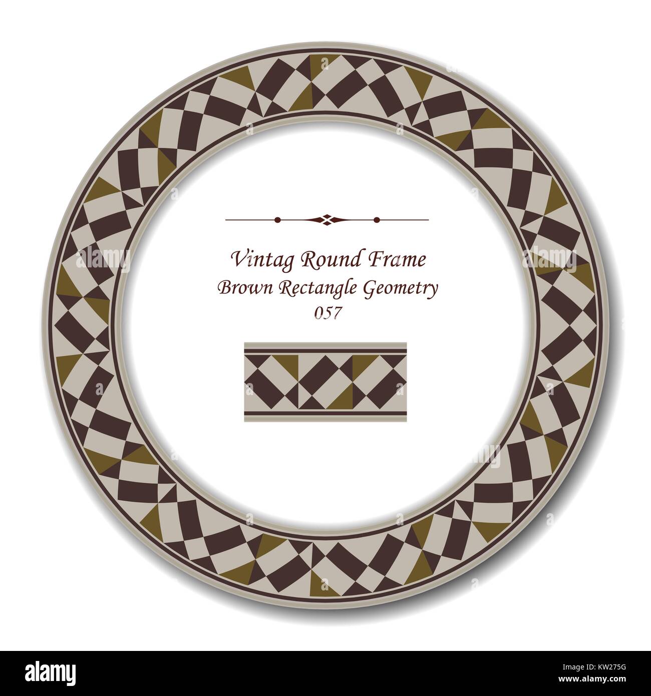 Vintage Round Retro Frame of Brown Rectangle Cross Check Geometry Stock ...