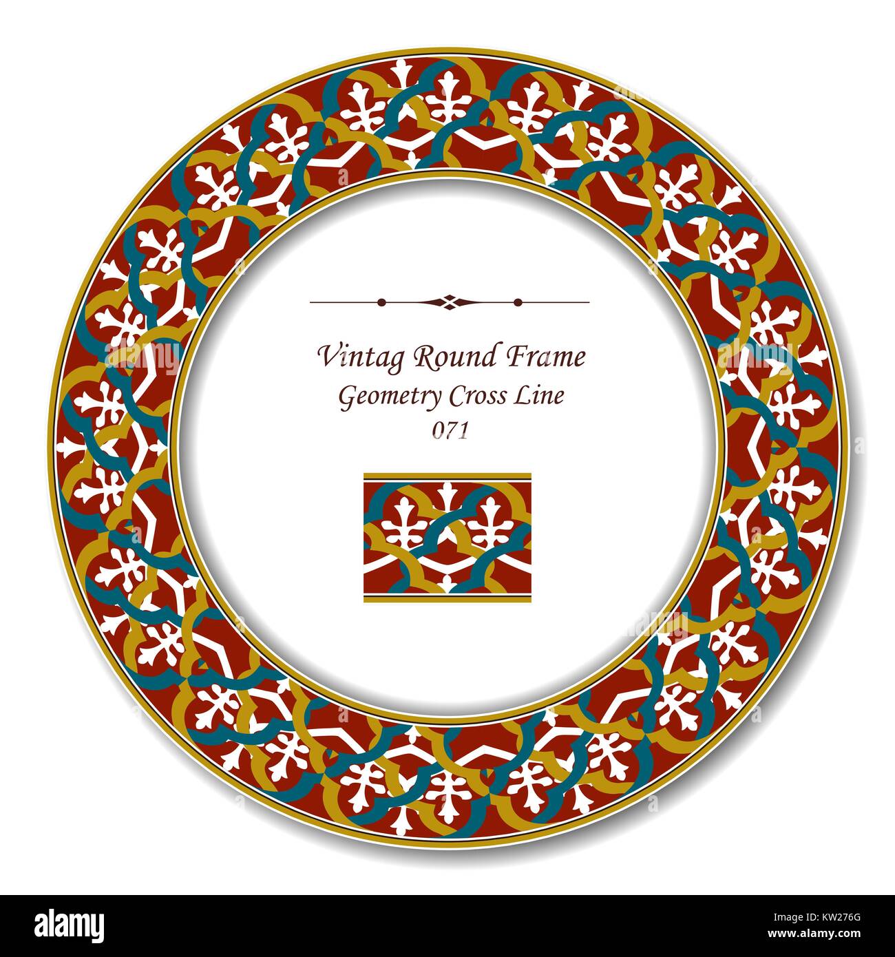 Vintage Round Retro Frame of Geometry Cross Line Stock Vector Image ...