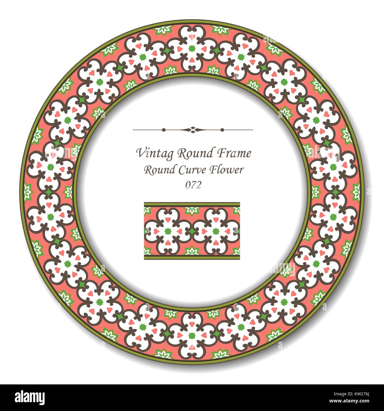 Vintage Round Retro Frame of Round Curve Flower Stock Vector Image ...