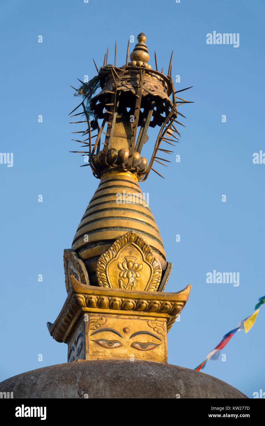 The top of Swayambhunath temple stupa, Kathmandu, Nepal Stock Photo - Alamy
