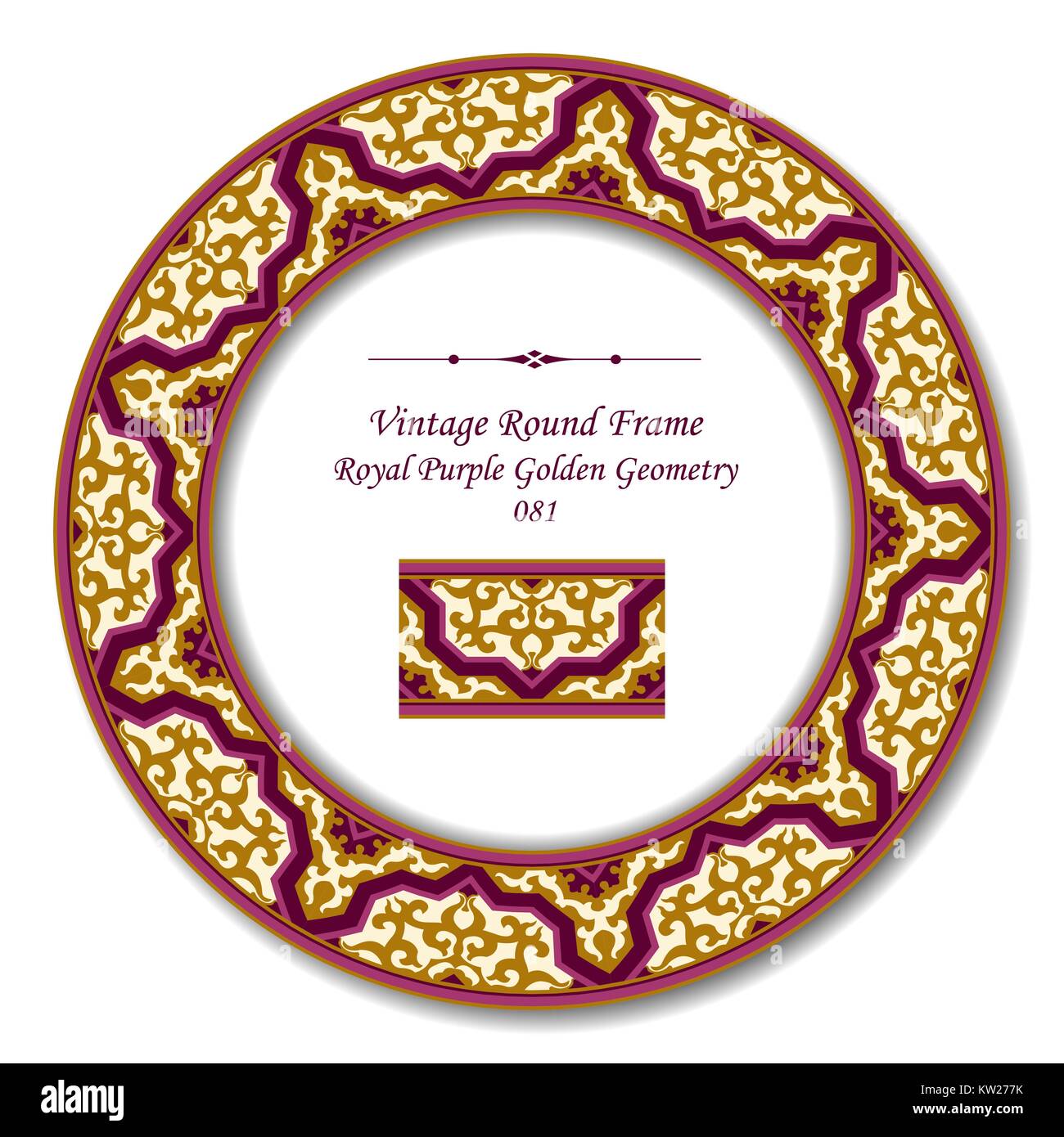 Vintage Round Retro Frame of Royal Purple Golden Geometry Stock Vector ...