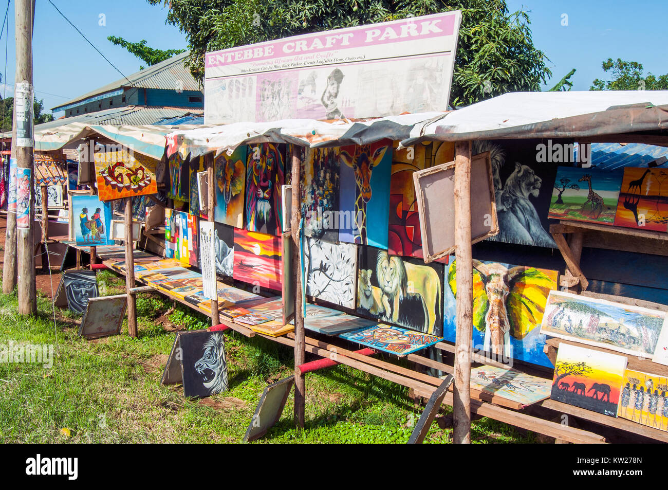 Paintings, Handicraft Centre, Entebbe, Wakiso, Uganda Stock Photo - Alamy