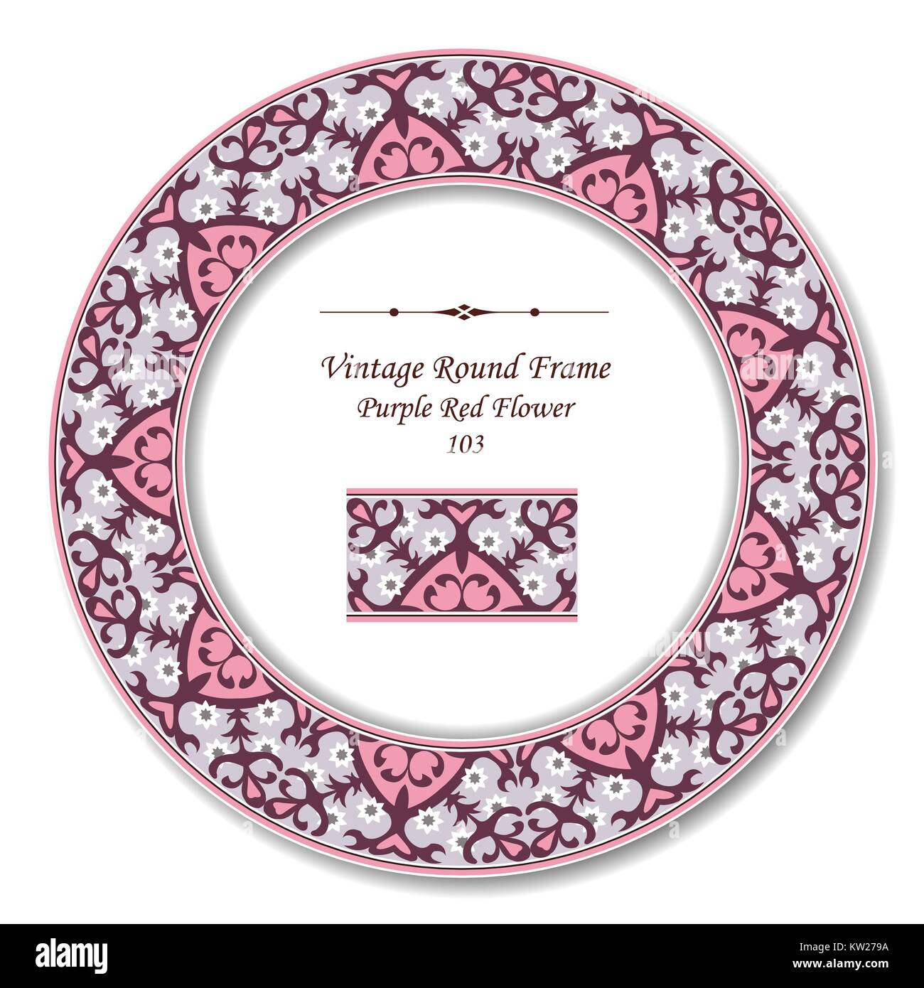 Vintage Round Retro Frame of Purple Red Flowerr Stock Vector Image ...