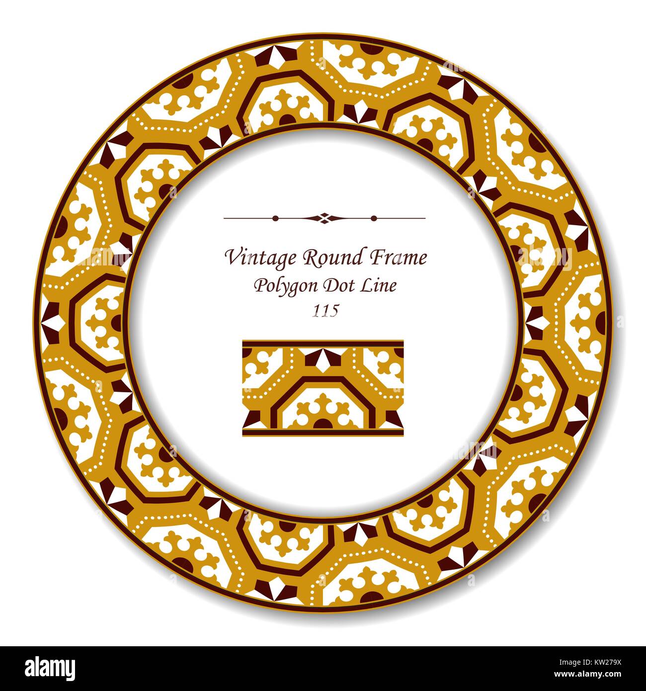 Vintage Round Retro Frame of Polygon Dot Line Stock Vector Image & Art ...