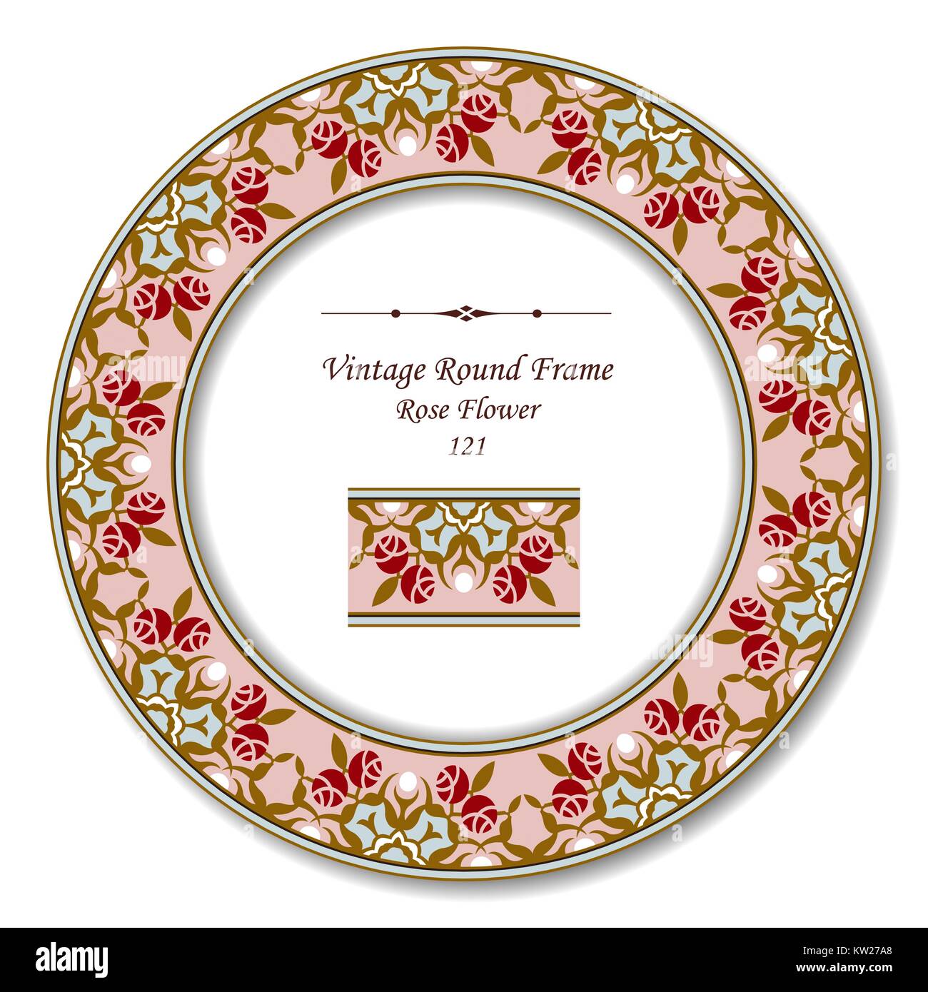 Vintage Round Retro Frame of Pink Rose Flower Stock Vector Image & Art ...