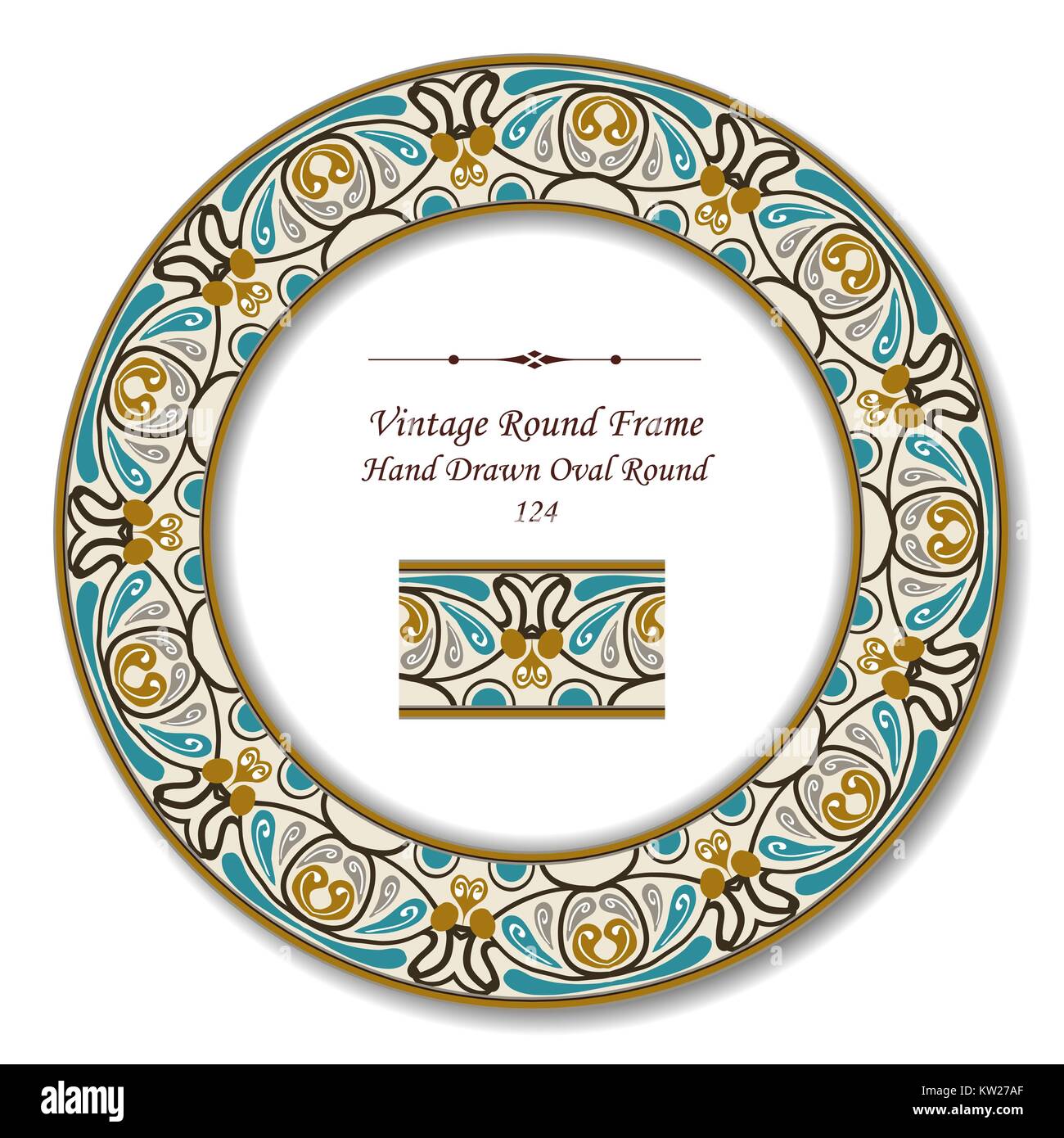 Vintage Round Retro Frame of Hand Drawn Oval Round Stock Vector Image ...