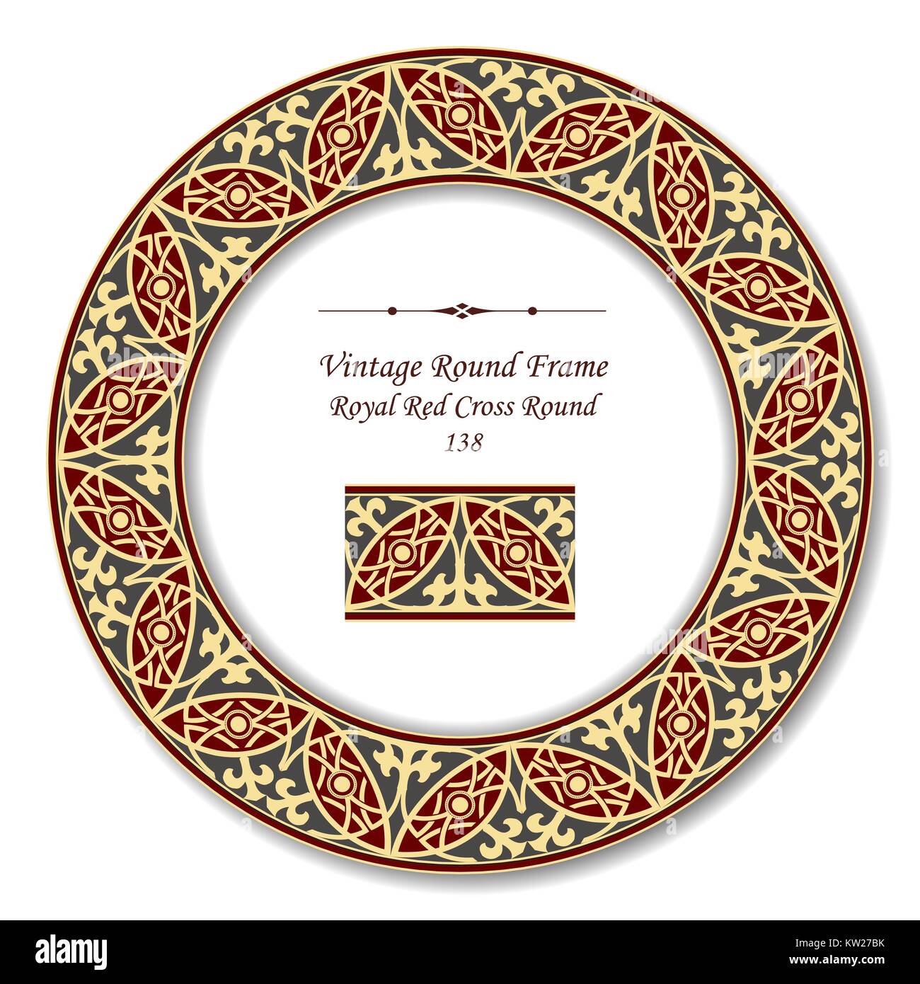 Vintage Round Retro Frame of Royal Red Cross Round Stock Vector Image ...