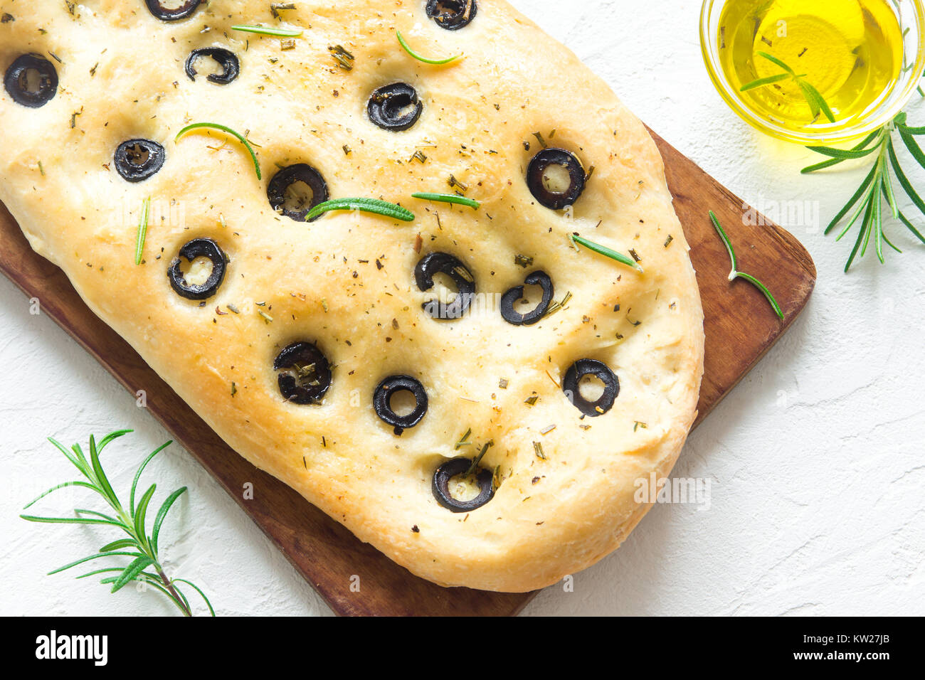 Traditional Italian Focaccia with black olives and rosemary - homemade ...