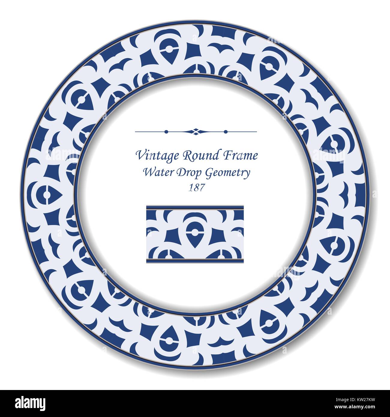 Vintage Round Retro Frame of Blue Water Drop Geometry Stock Vector ...