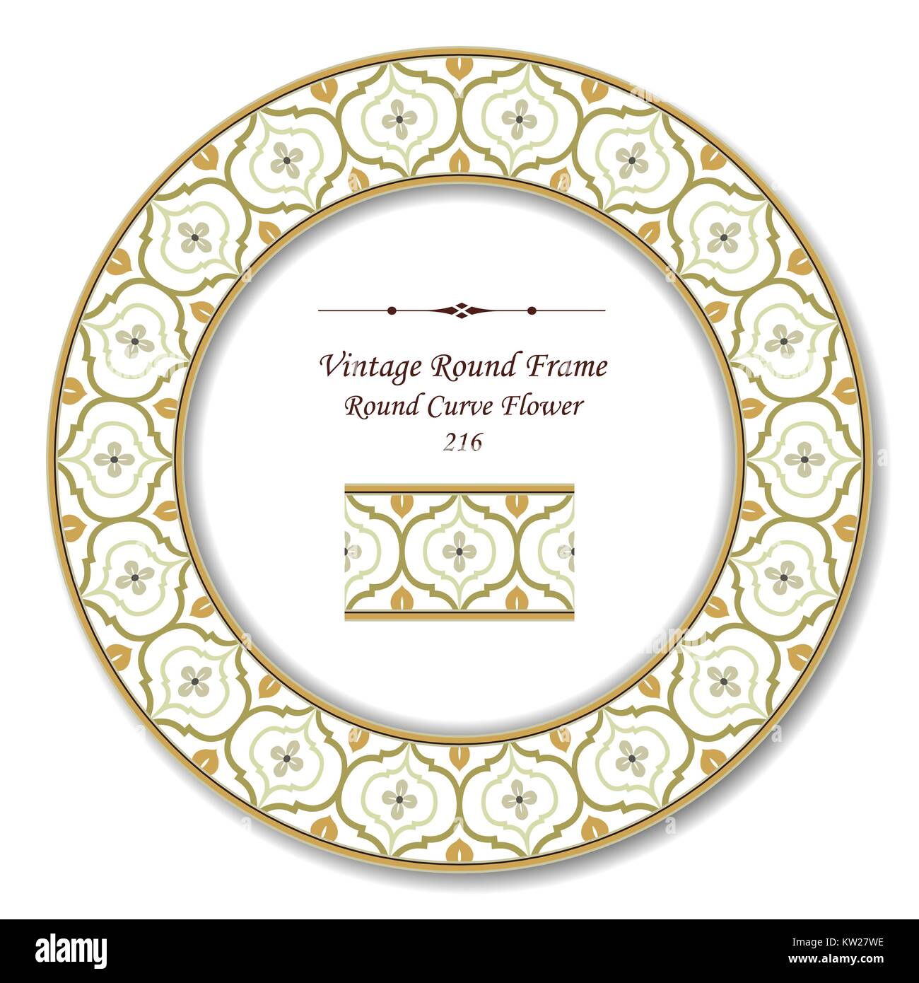 Vintage Round Retro Frame of Round Curve Flower Stock Vector Image ...