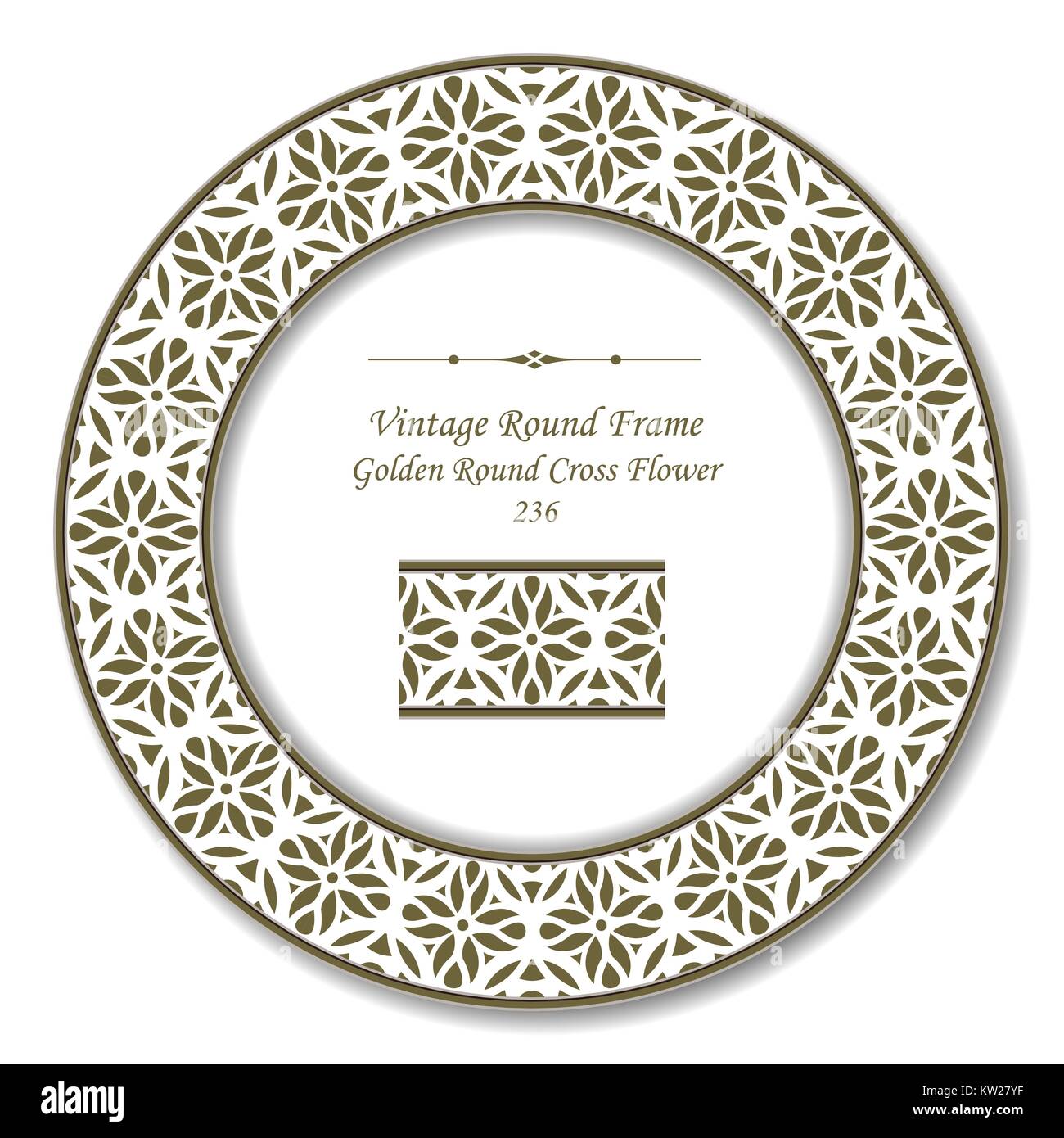 Vintage Round Retro Frame of Golden Round Cross Flower Stock Vector ...