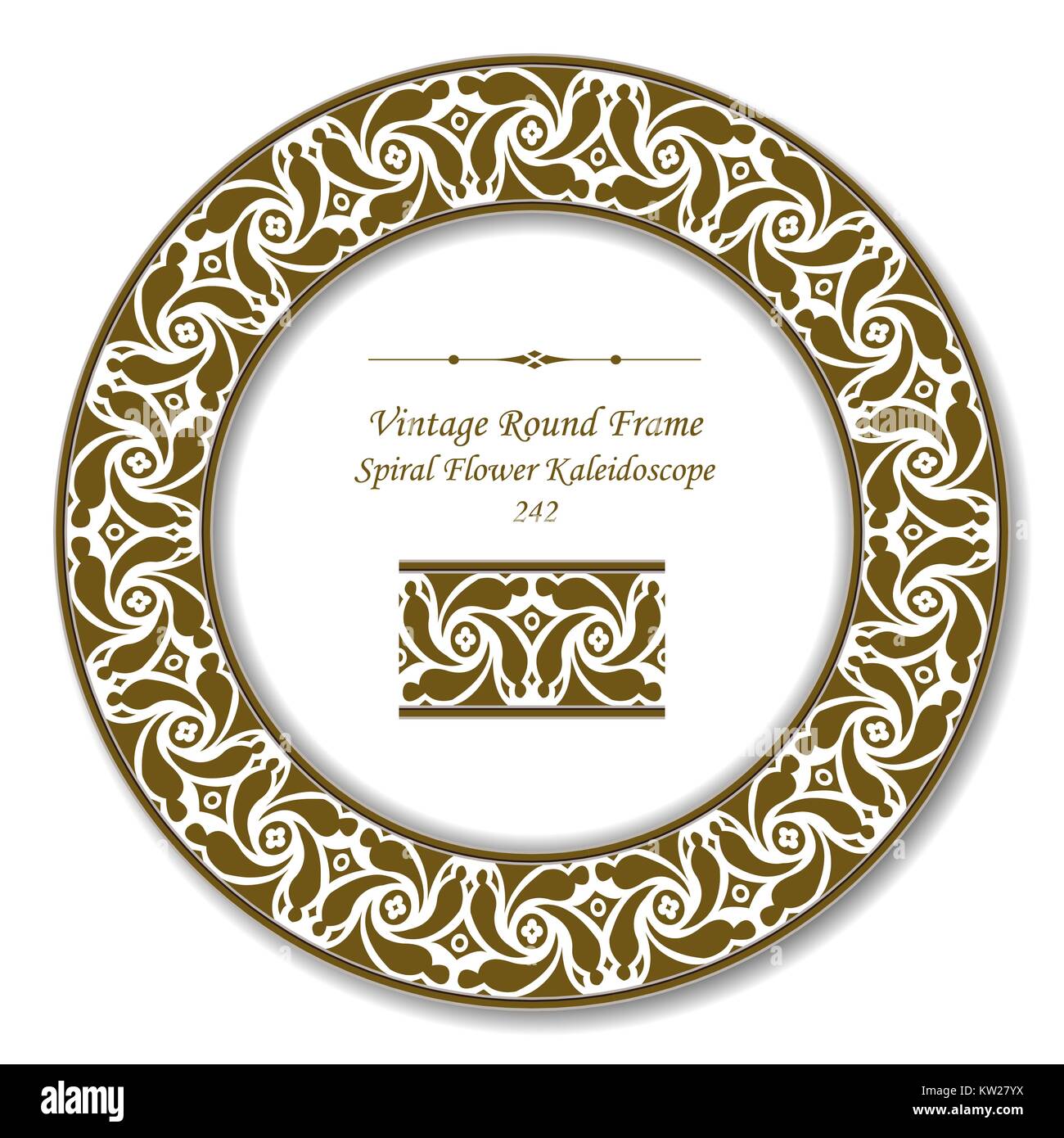 Vintage Round Retro Frame of Spiral Flower Kaleidoscope Stock Vector ...